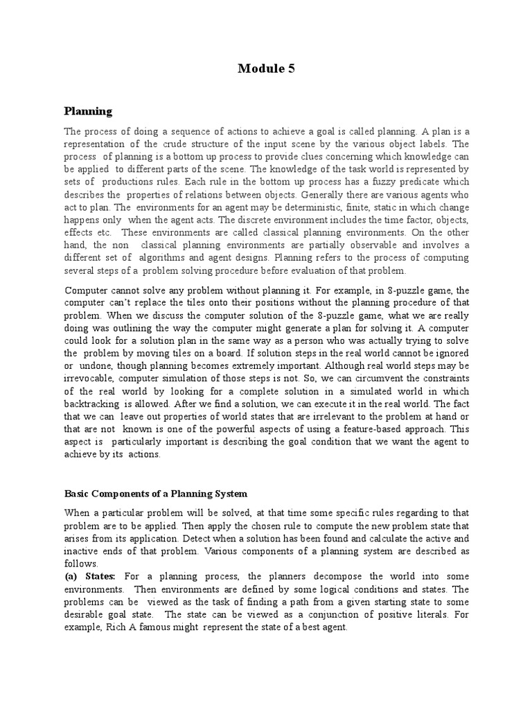 Components of AI Planning Systems | PDF