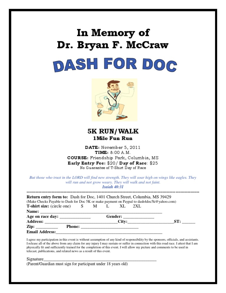 5K Run/Walk Registration Form | PDF
