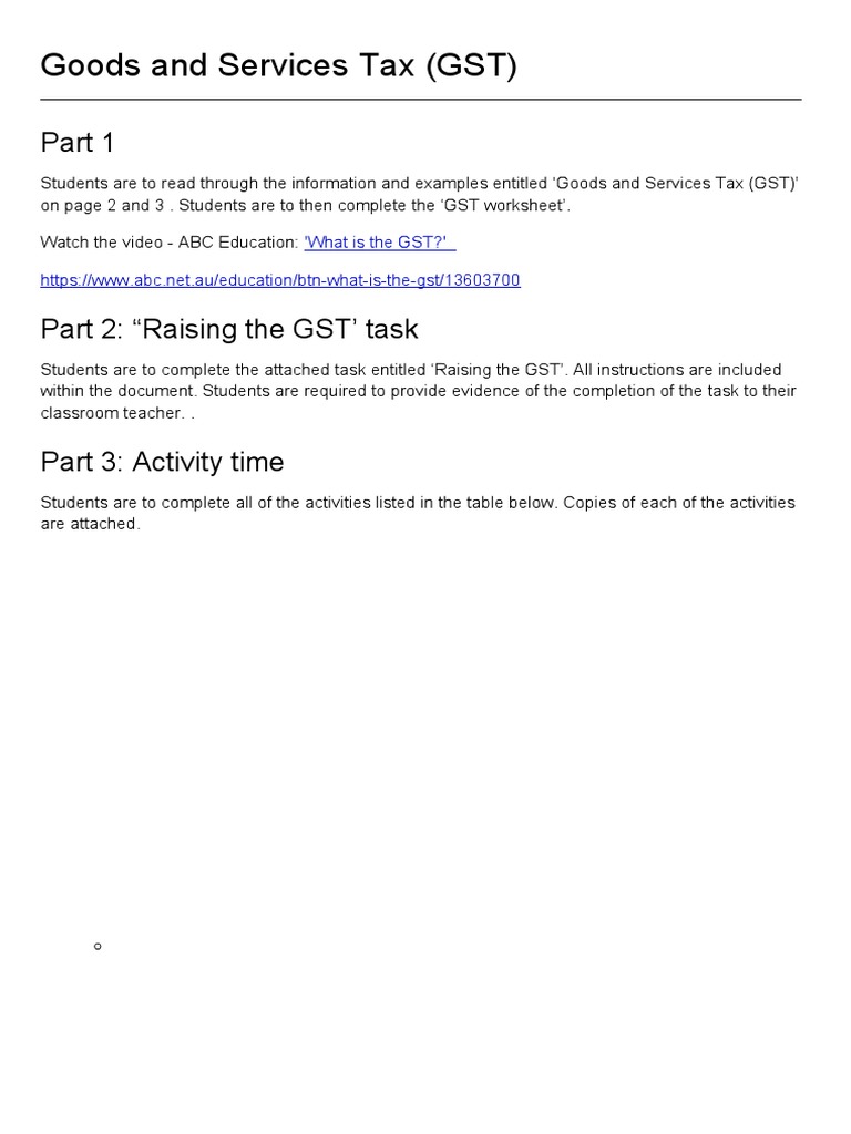 Goods and Services Tax (GST) : 'What Is The GST?' | PDF | Value Added ...