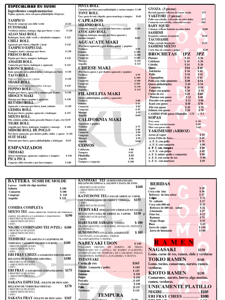Menu Tei Sho Ku Julio 2022 | PDF | Ramen | Sopa