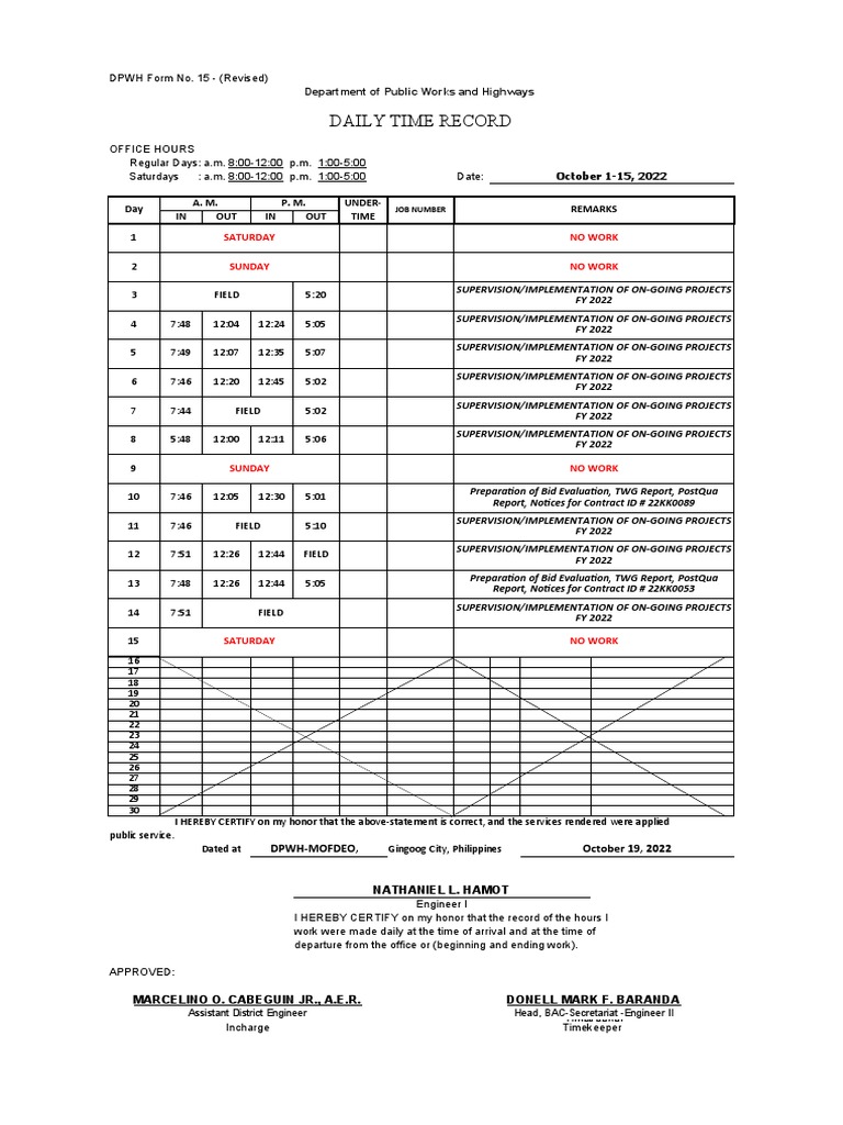 Nathaniel DTR (September) 20221 | PDF | Business
