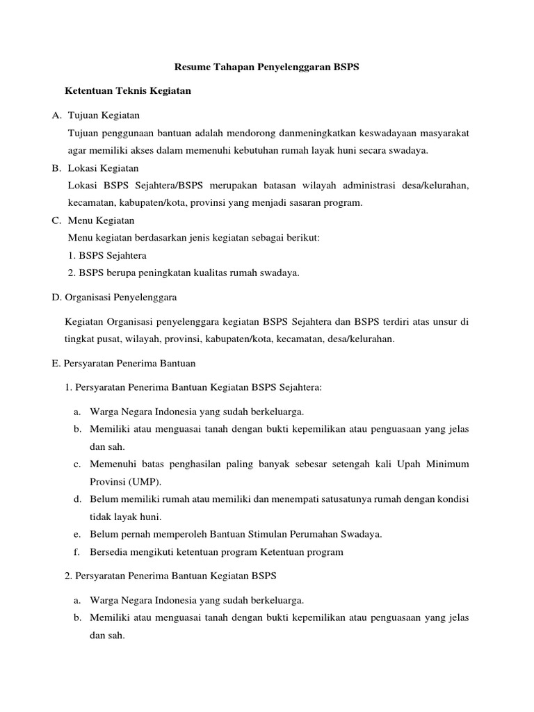 Resume Tahapan Penyelenggaran BSPS_kelompok | PDF
