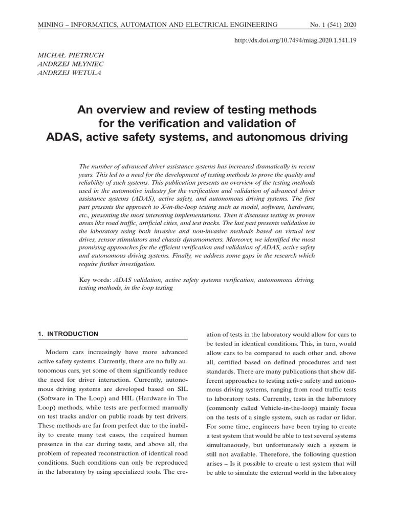 An Overview and Review of Testing Methods For The Verification and ...