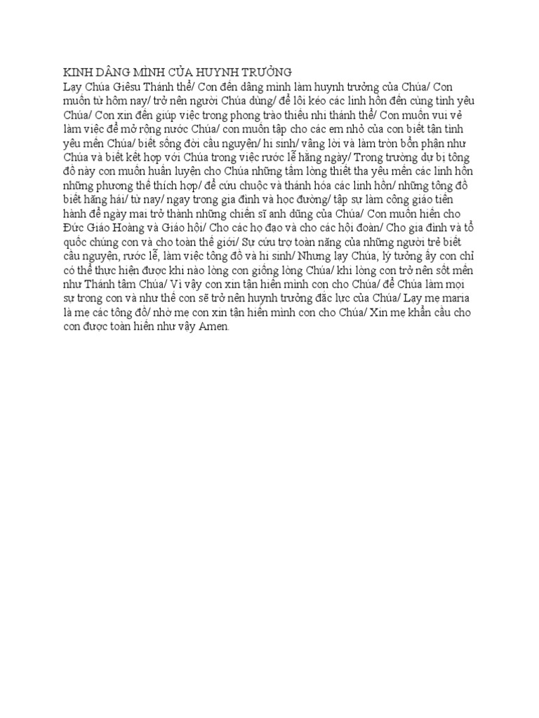 Kinh Dâng Mình Của Huynh Trưởng | PDF