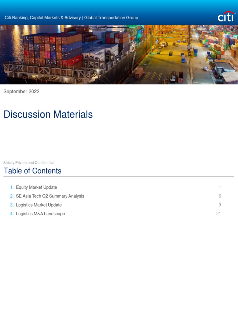 Discussion Materials: Citi Banking, Capital Markets & Advisory - Global Transportation Group | PDF