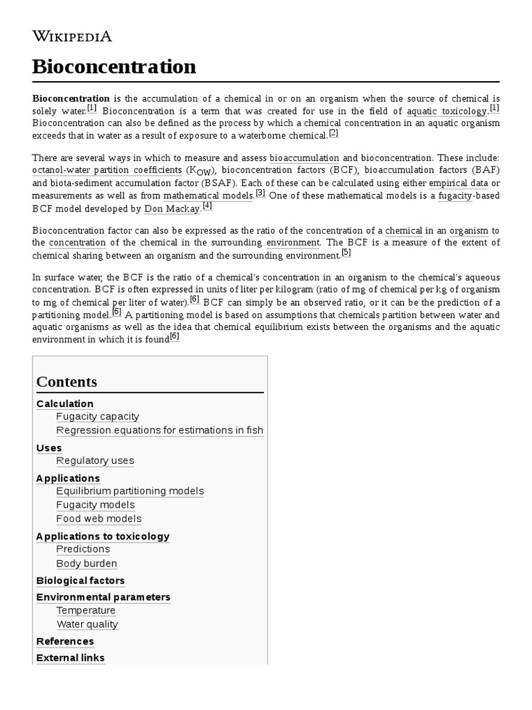 Bioconcentration | PDF