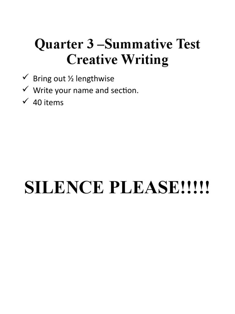 Quarter 3 - Summative Test Creative Writing | PDF