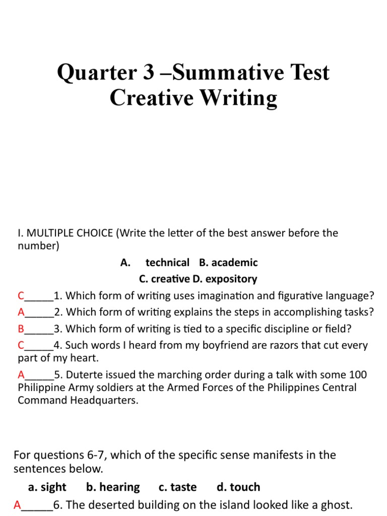 Understanding Creative Writing: An Analysis of a Summative Assessment ...