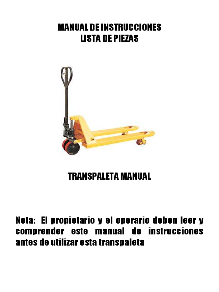 Transpaleta Manual - M.Usuario Genérico | PDF | Bomba | Tornillo