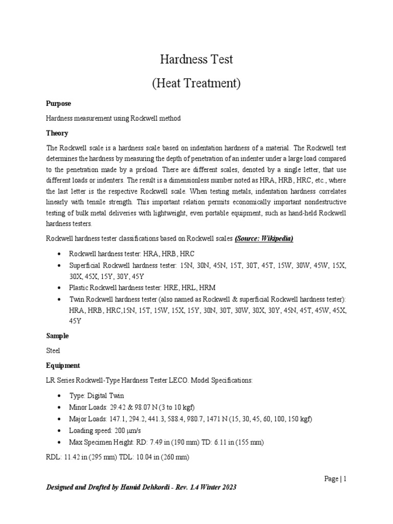 Rockwell Hardness Testing Method Guide | PDF | Steel | Materials