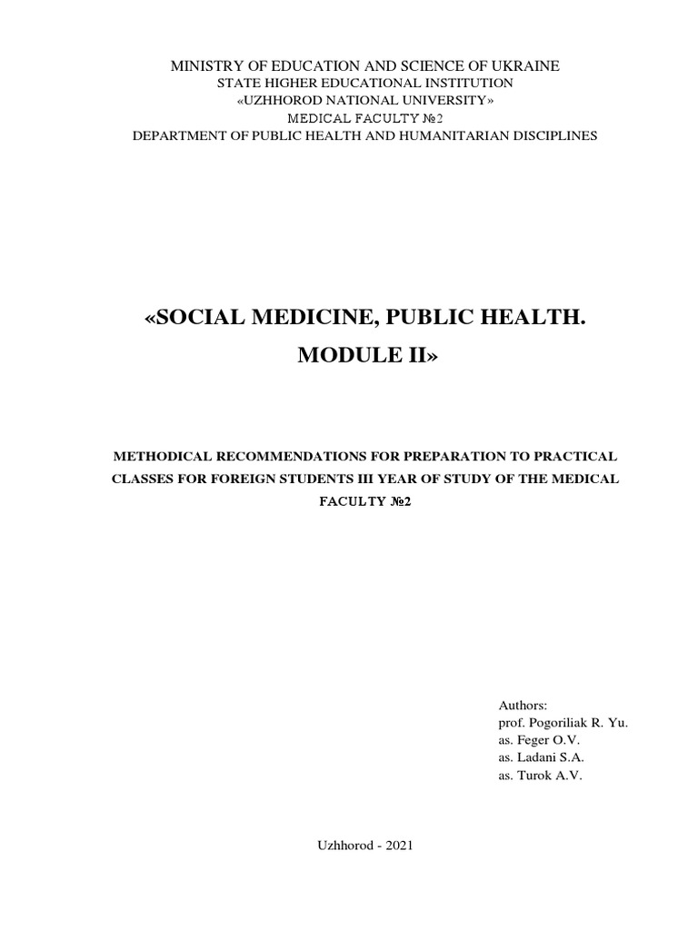 Methodical Guide for Social Medicine Students | PDF