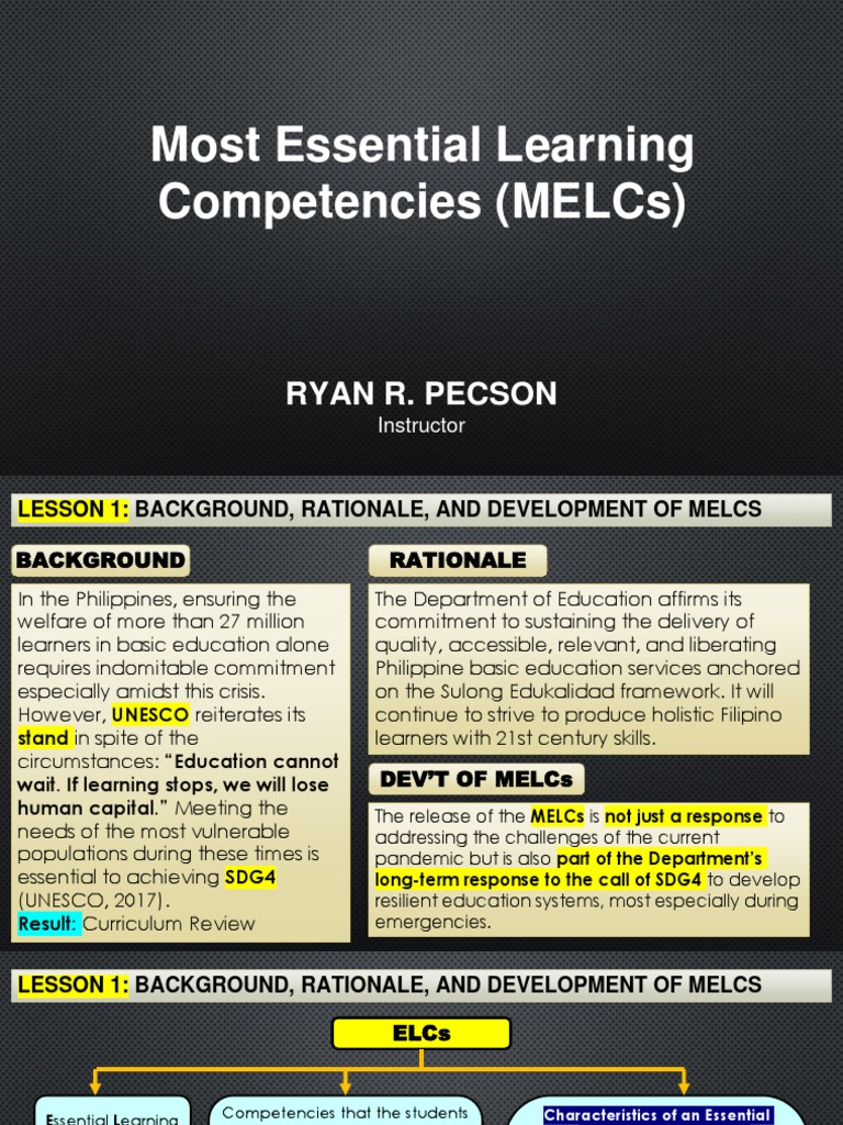 Most Essential Learning Competencies (MELCs): An Overview of Their Development and ...