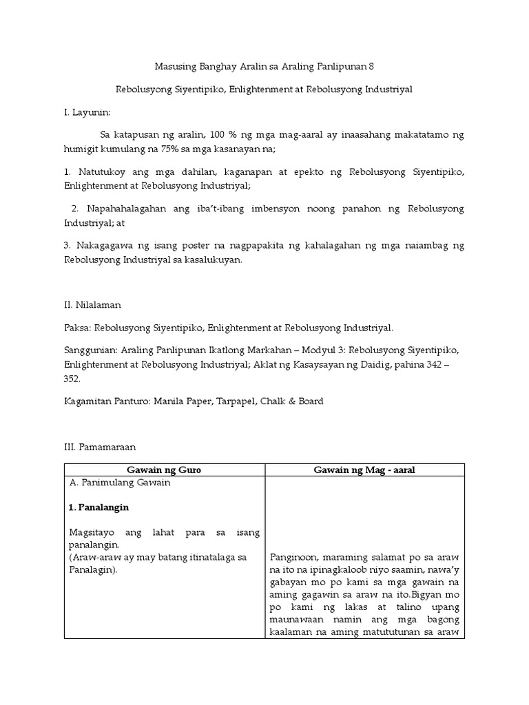 DLP Rebolusyong Siyentipiko Enligtenment at Rebolusyong Industriyal | PDF