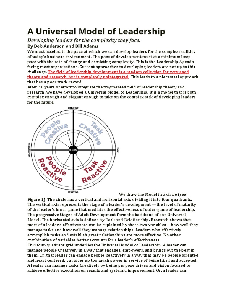 VCL-9-A Universal Model of Leadership Lecture Material | PDF ...