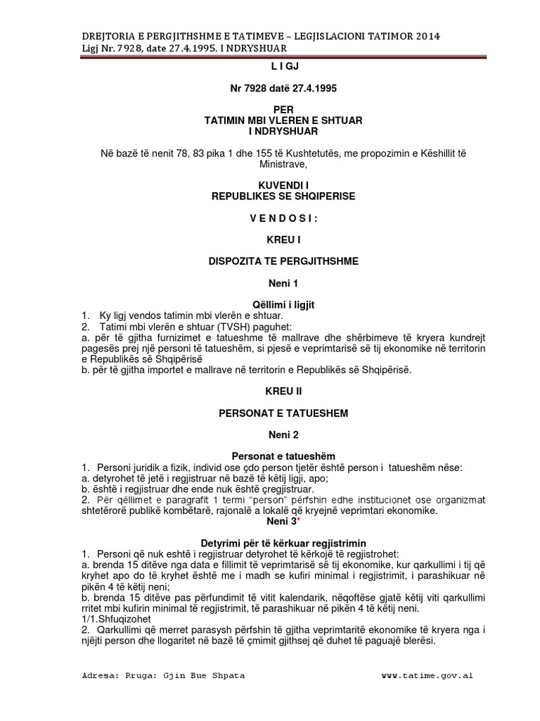 Drejtoria E Pergjithshme E Tatimeve - Legjislacioni Tatimor 2014 Ligj ...