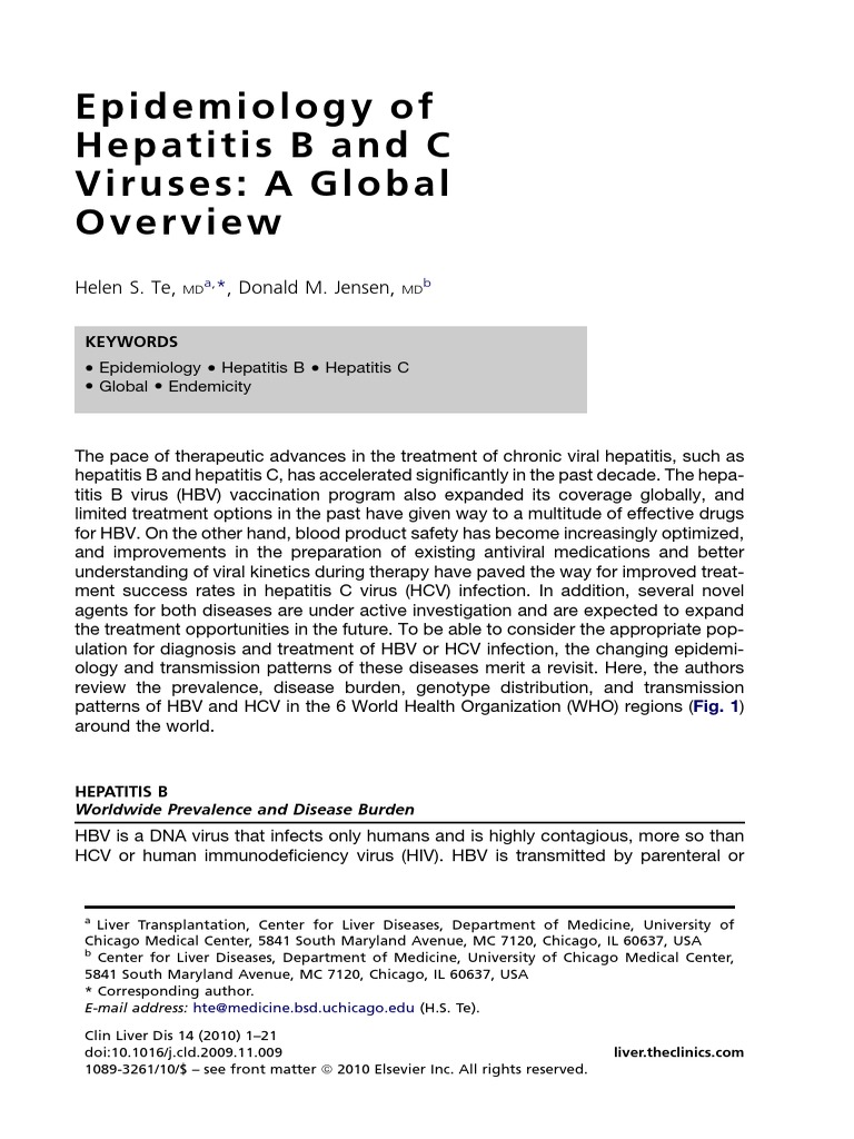 A Comprehensive Review of the Changing Global Epidemiology, Disease Burden, and Transmission ...