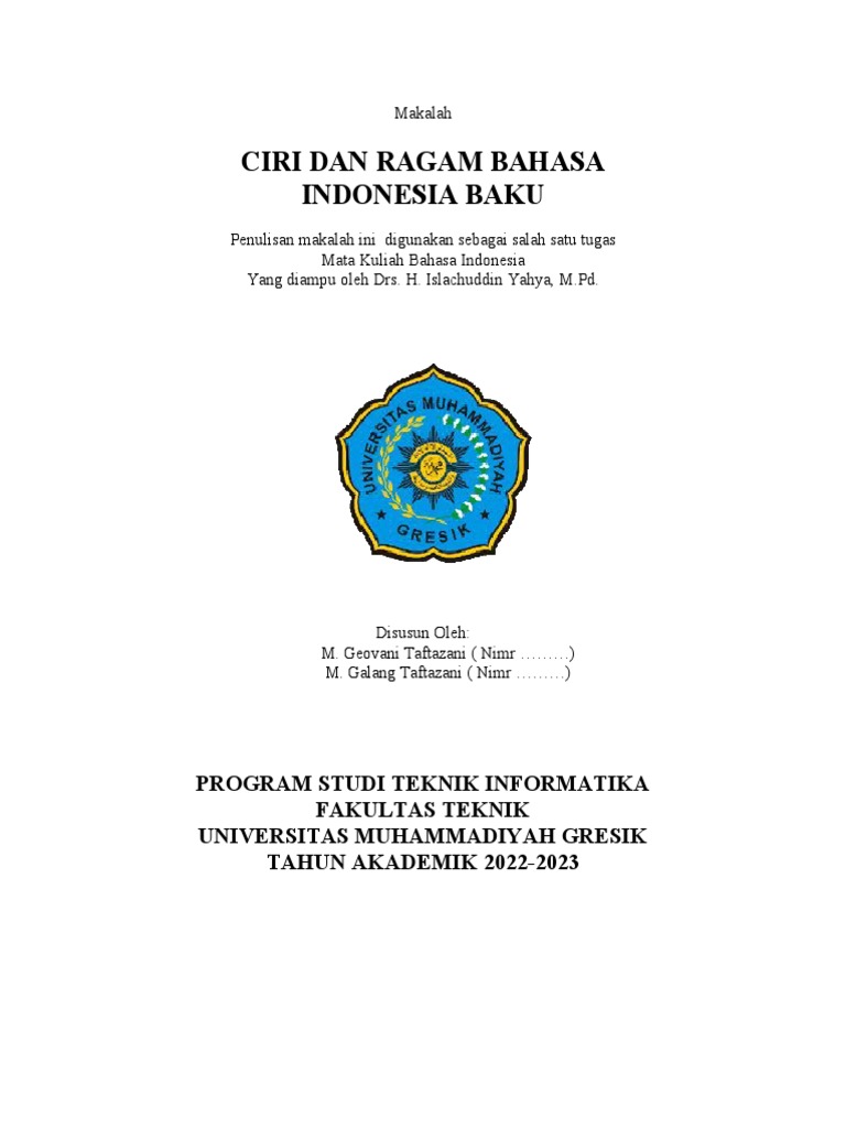 Contoh Bagian Awal Makalah | PDF
