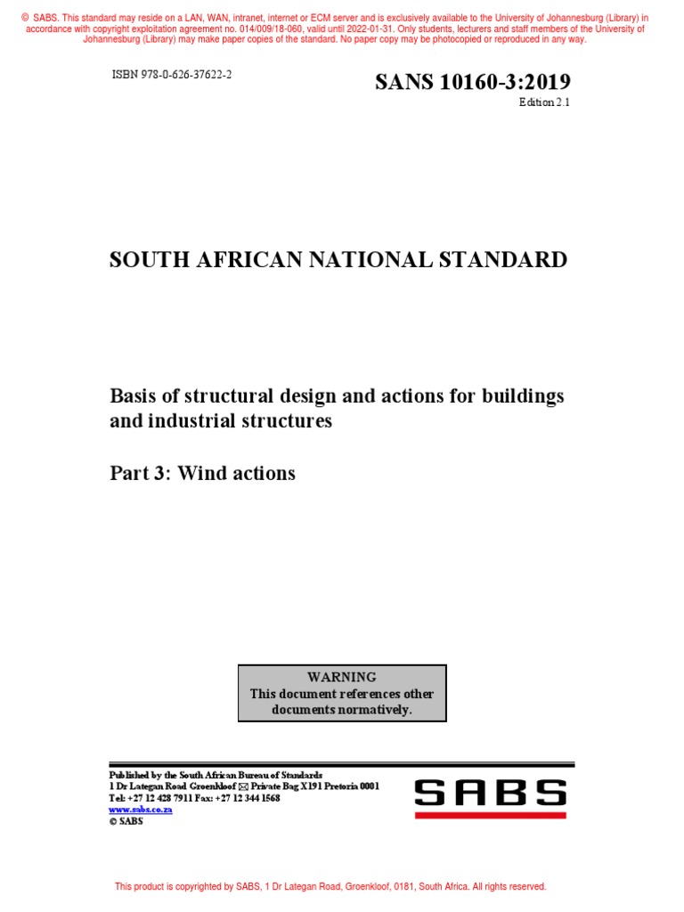 SANS 10160-3:2019: Basis of Structural Design and Actions For Buildings ...