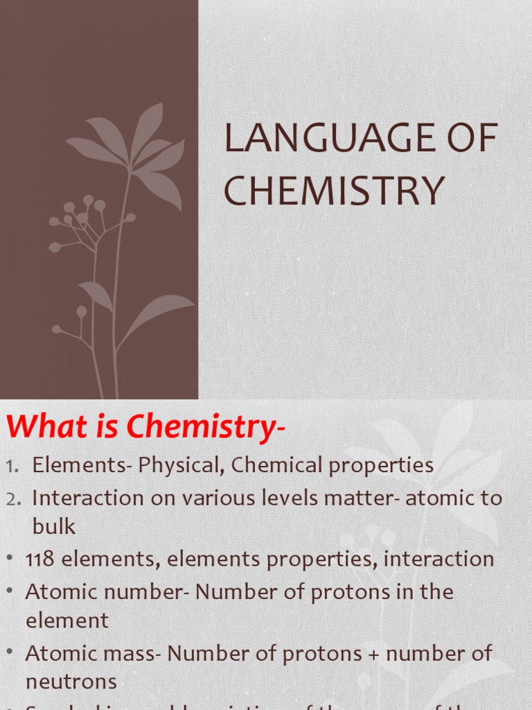 Language of Chemistry | PDF | Chemical Elements | Chemistry