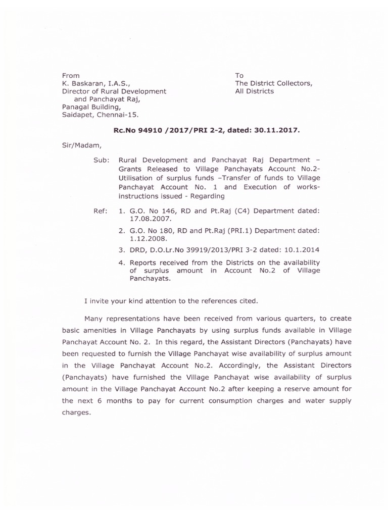 DRD Letter Surplus Fund Instruction 2017 | PDF DRD Letter Surplus Fund Instruction 2017 | PDF