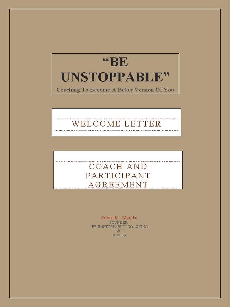 "BE Unstoppable": Welcome Letter | PDF