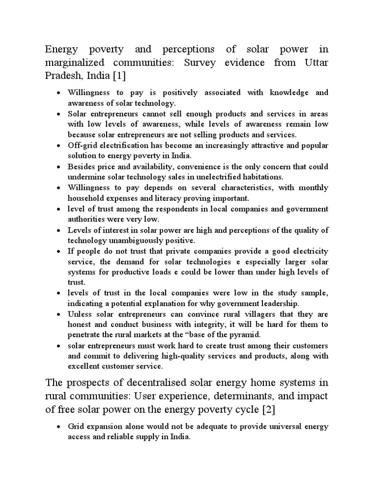 Impact of Solar Power on Energy Poverty | PDF | Solar Power | Off The Grid