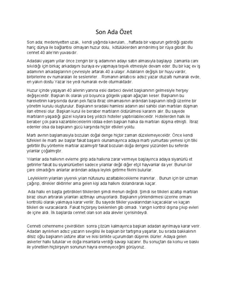 Son Ada Kitabı Özet | PDF