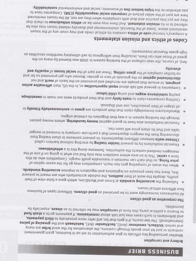 Business Brief Unit 10 Ethics | PDF