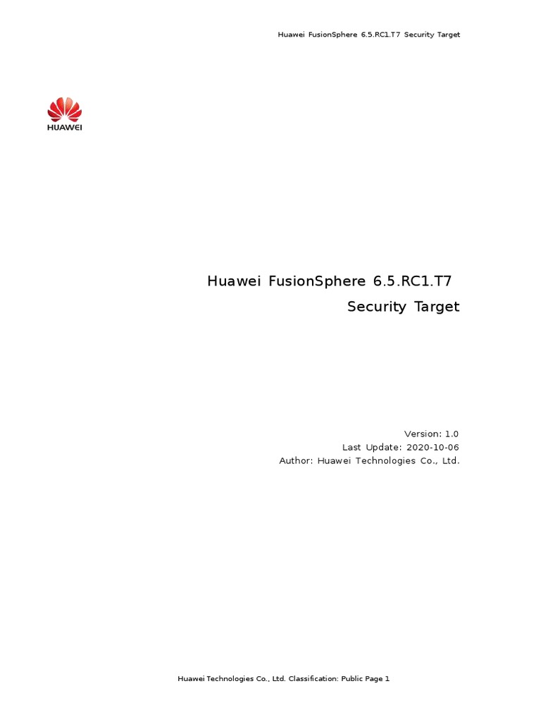 Huawei Fusionsphere 6.5.Rc1.T7 Security Target | PDF | Virtual Machine ...