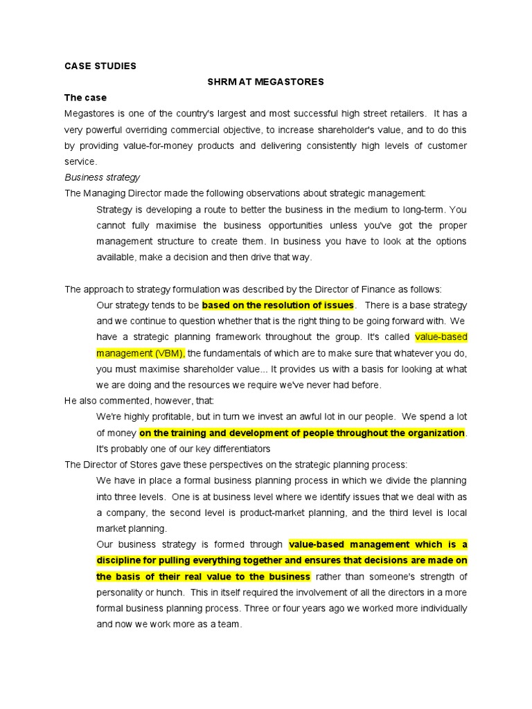 Solution Case Study No. | PDF | Strategic Management | Strategic Planning