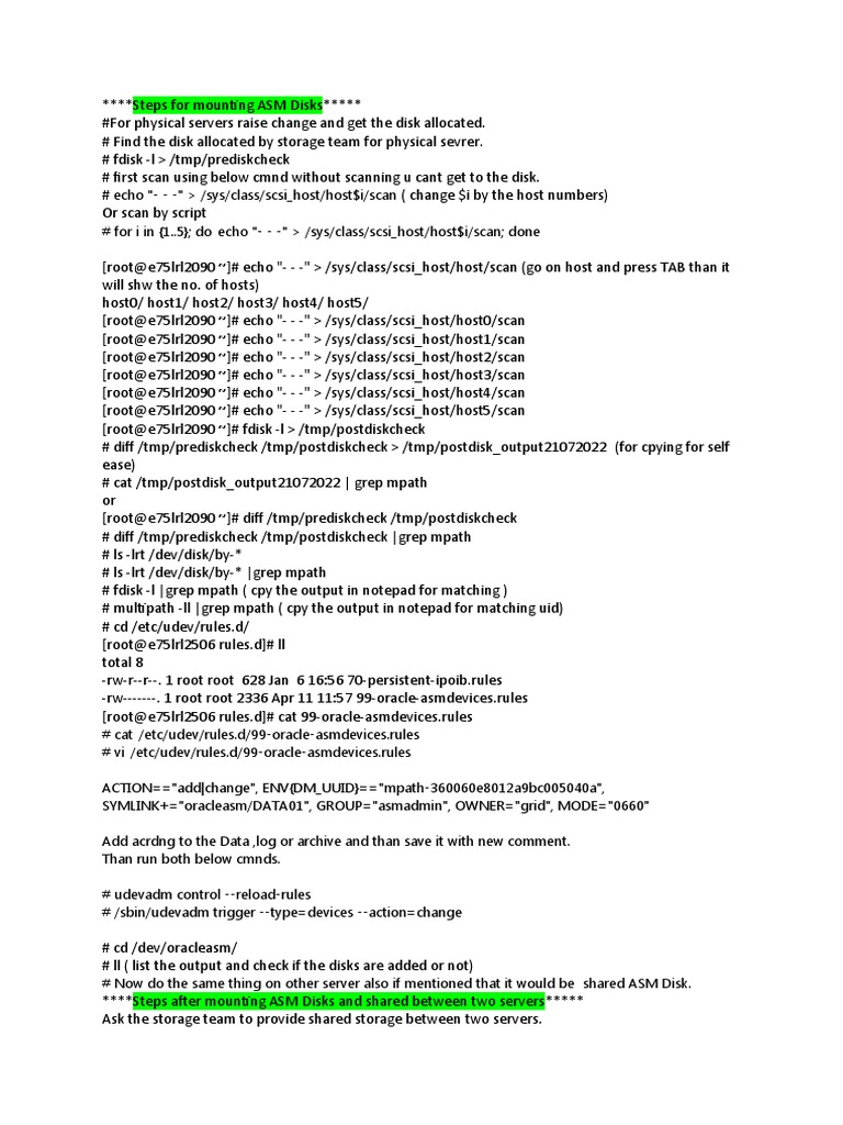 For Mounting Physical Servers and Asm Disk | PDF | System Software | Computer Data