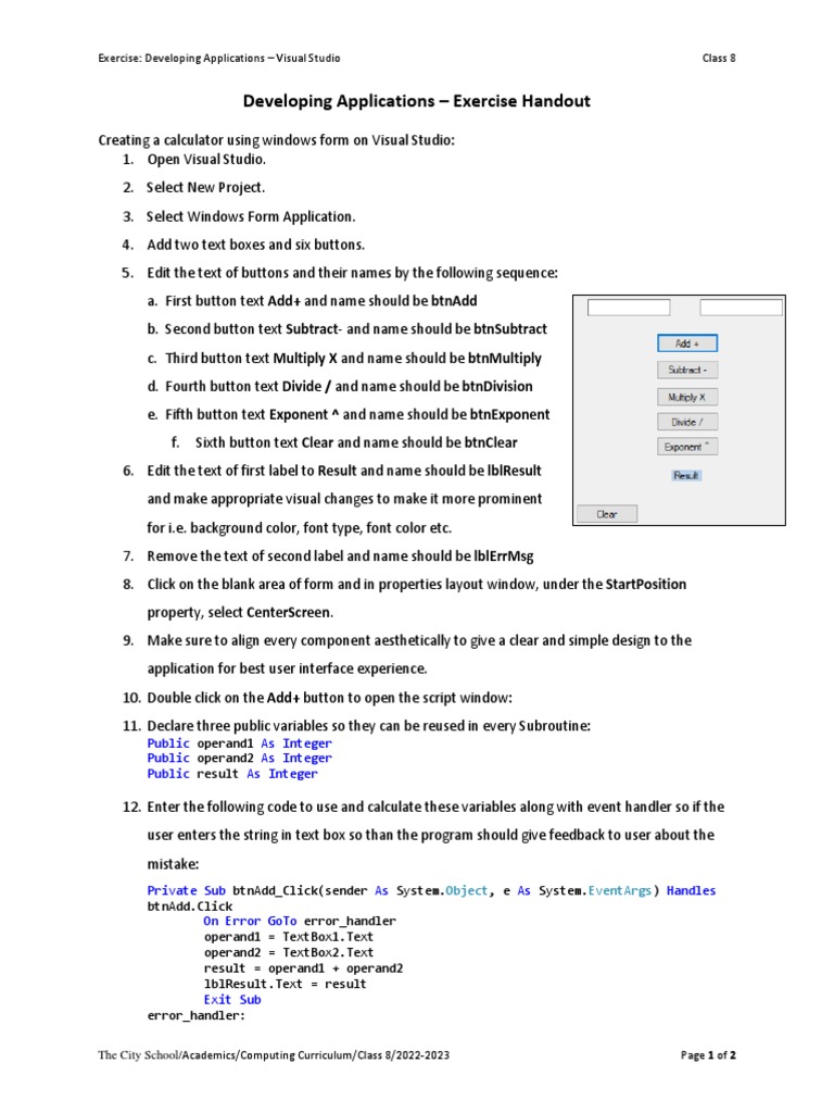 Developing Application - Exercise Handout | PDF | Computer Program ... Developing Application - Exercise Handout | PDF | Computer Program ...