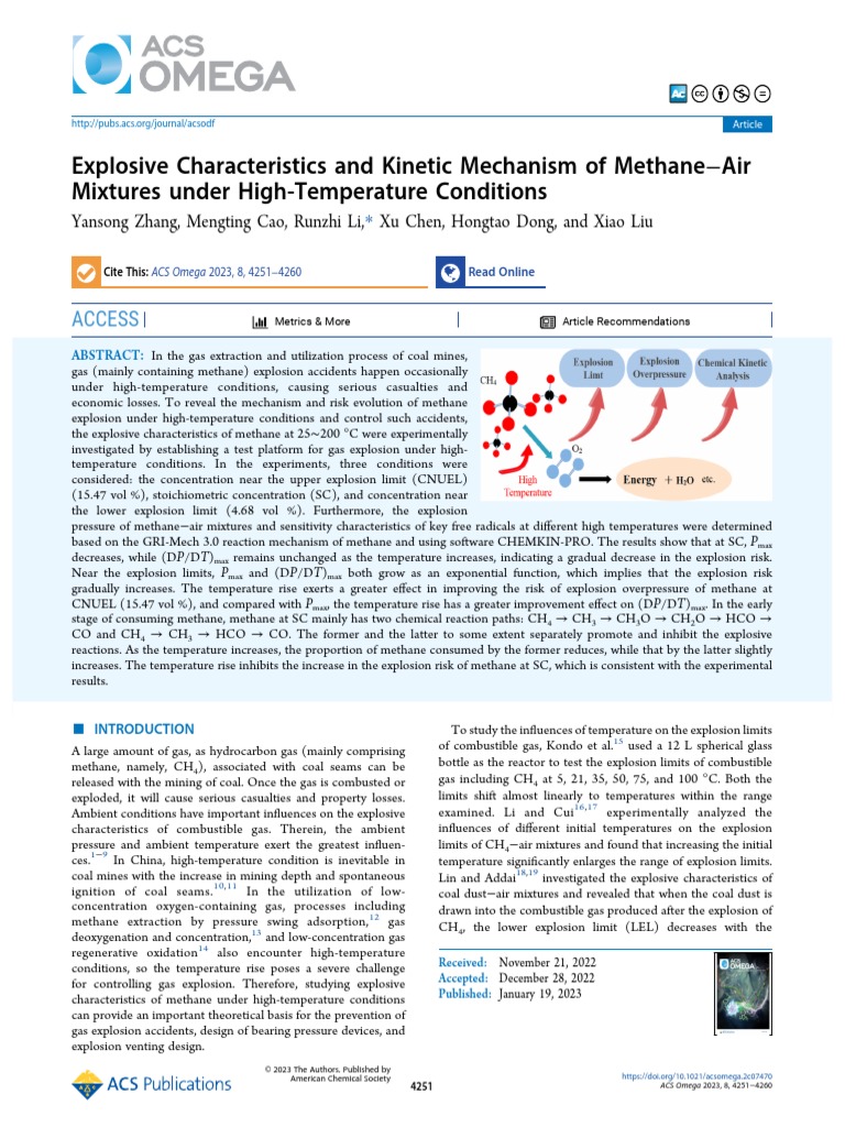 Explosive Characteristics and Kinetic Mechanism of Methane | PDF ...