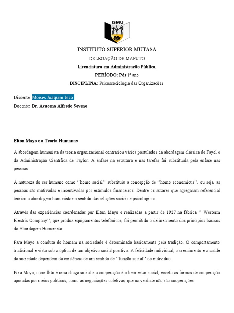 Instituto Superior Mutasa | PDF