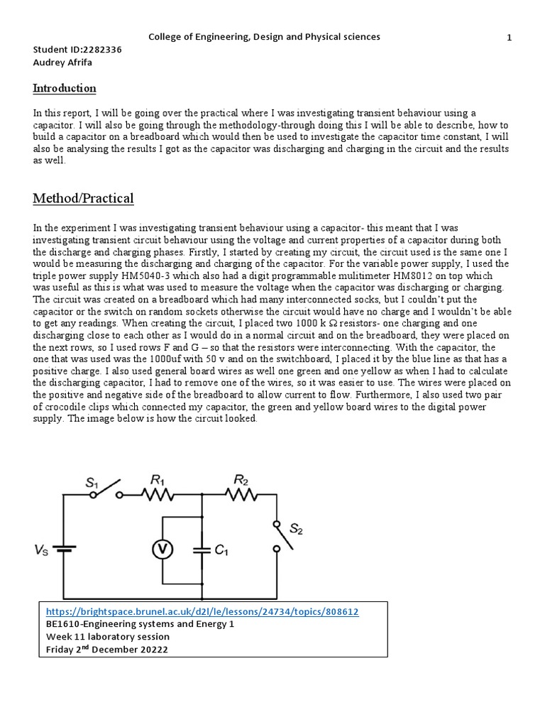 Method/Practical | PDF | Electrical Network | Capacitor