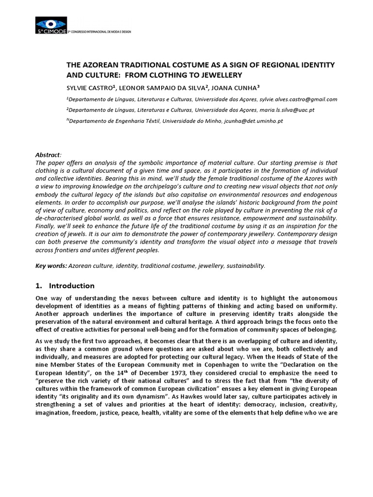 The Azorean Traditional Costume As A Sign of Regional Identity and ...