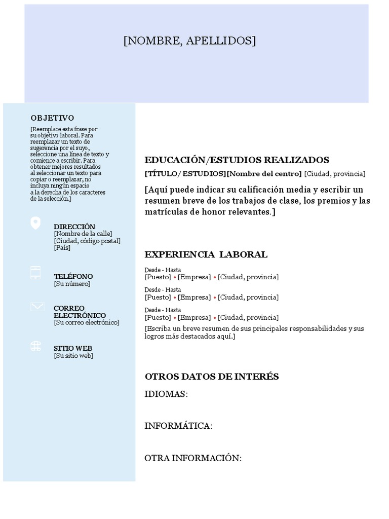 PLANTILLA CV WORD | PDF