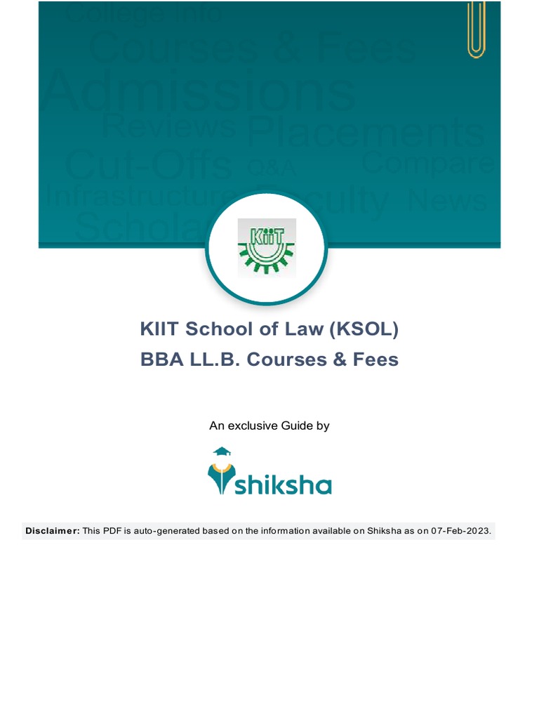 KIIT School of Law (KSOL) BBA LL.B. Courses & Fees: An Exclusive Guide ...