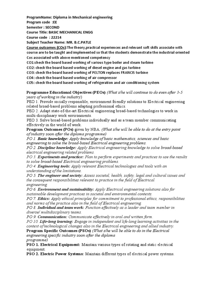 Co Po Mapping | PDF | Engineering | Electrical Engineering