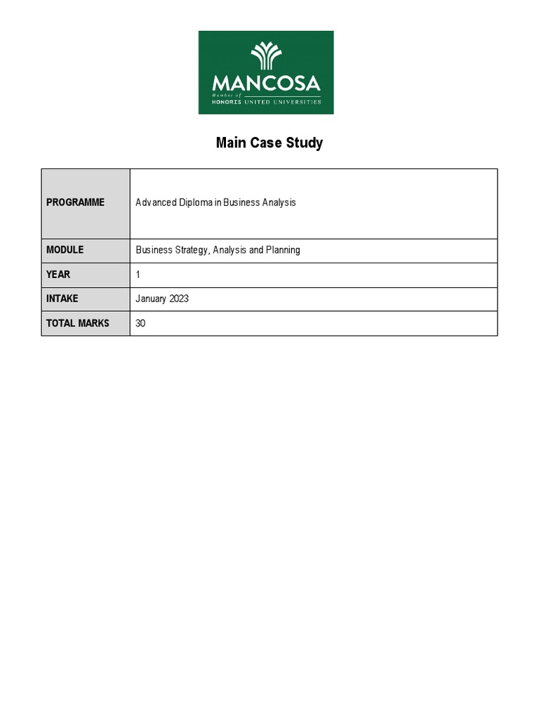 Case Study - Business Strategy Analysis and Planning - Jan2023 | PDF ...