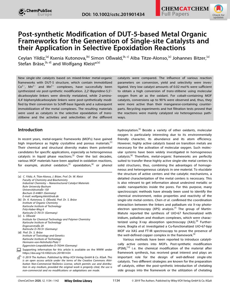 CCTC 201901434 | PDF | Catalysis | Chemical Reactions