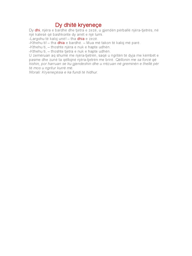 Dy Dhitë Kryeneçe | PDF