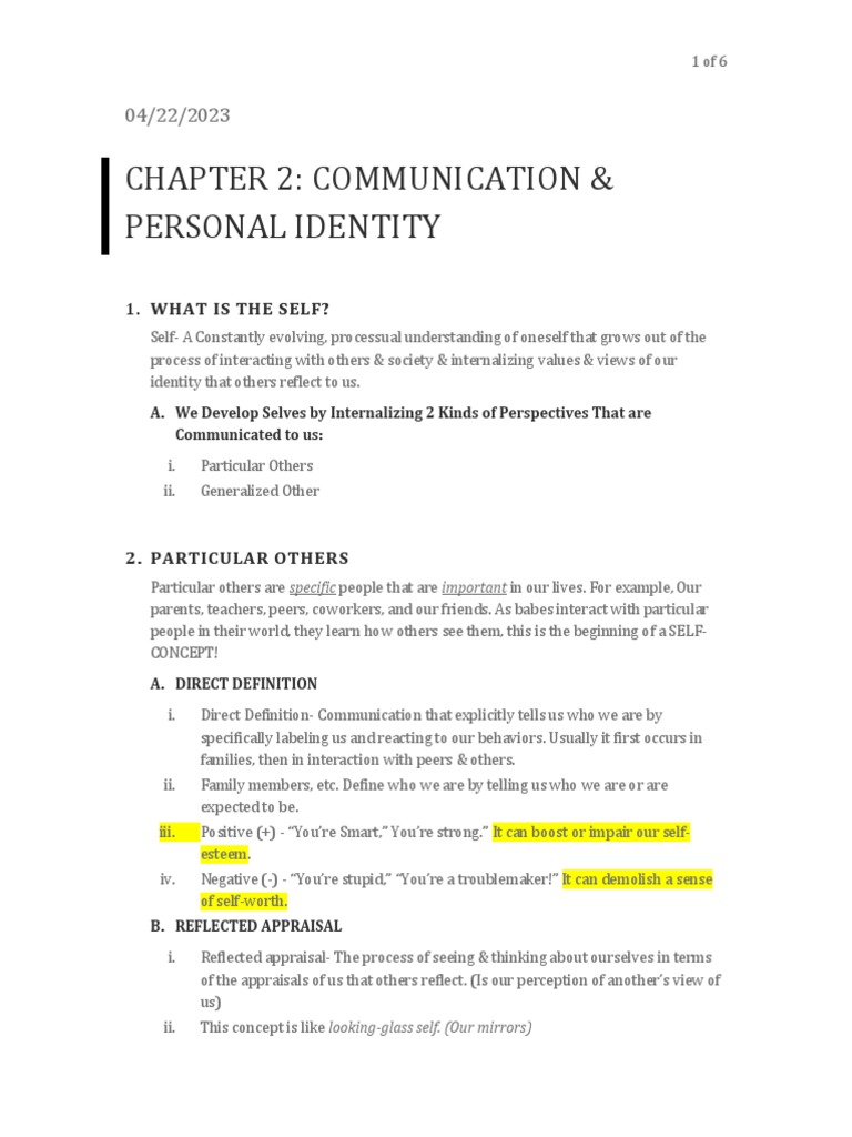 Understanding Reflected Appraisal | PDF | Attachment Theory | Gender ...