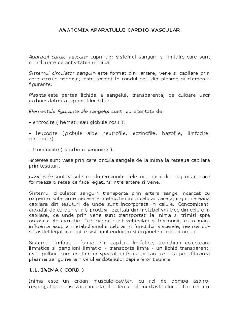 Aparatul Cardiovascular Reerat | PDF