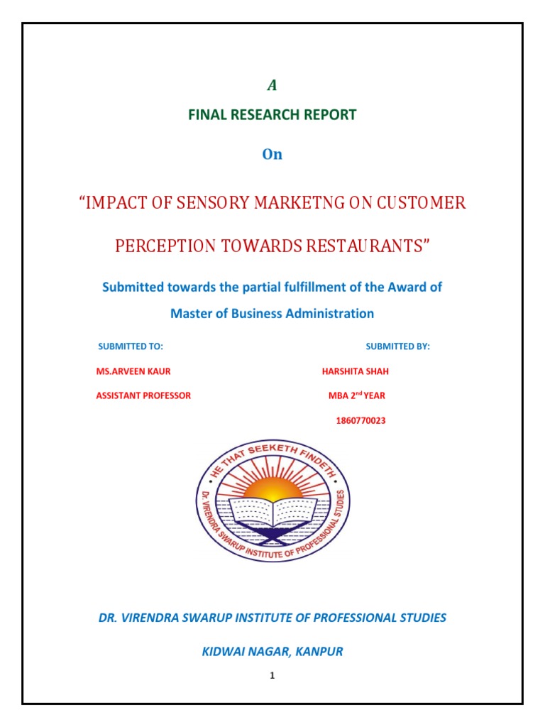 Mba Final Report | PDF | Indian Cuisine | Brand