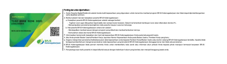 Contoh Kartu Bpjs | PDF