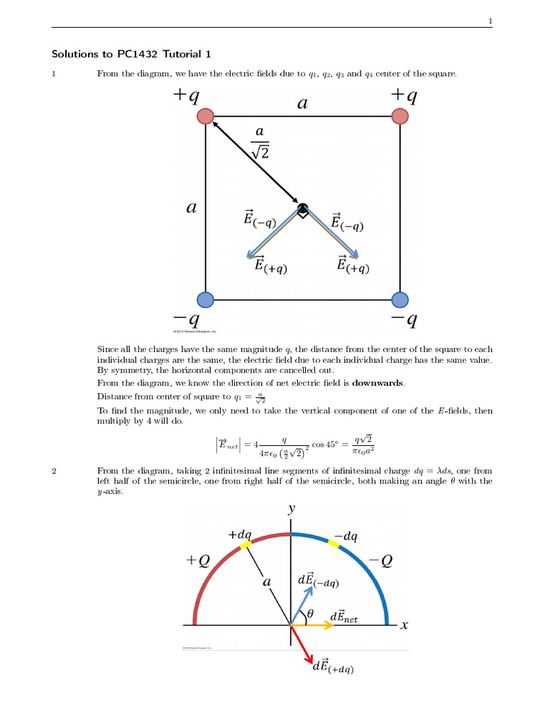 PC1432 T1 Solutions | PDF | Theoretical Physics | Electricity