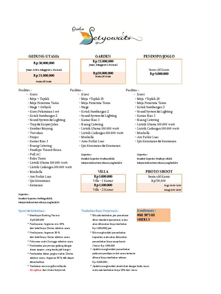 Brosur Sewa Venue Baru 2023 | PDF