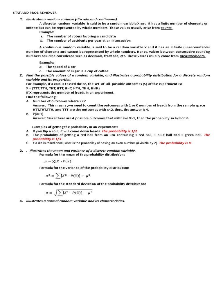 Stat and Prob Reviewer | PDF