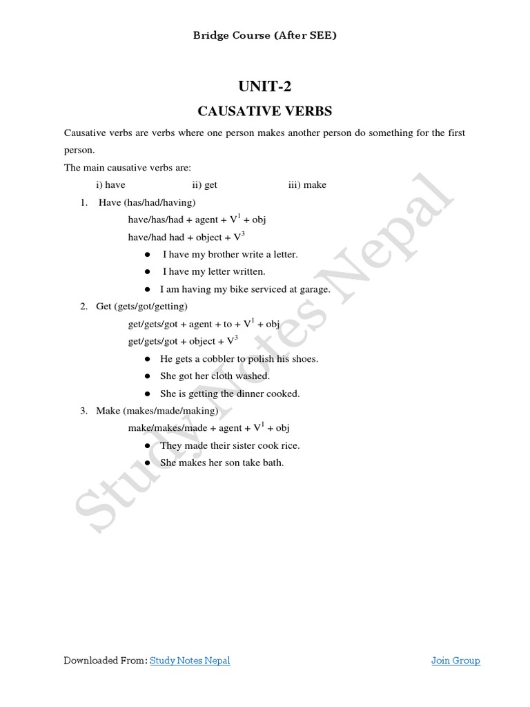 Causative Verbs Guide for Students | PDF